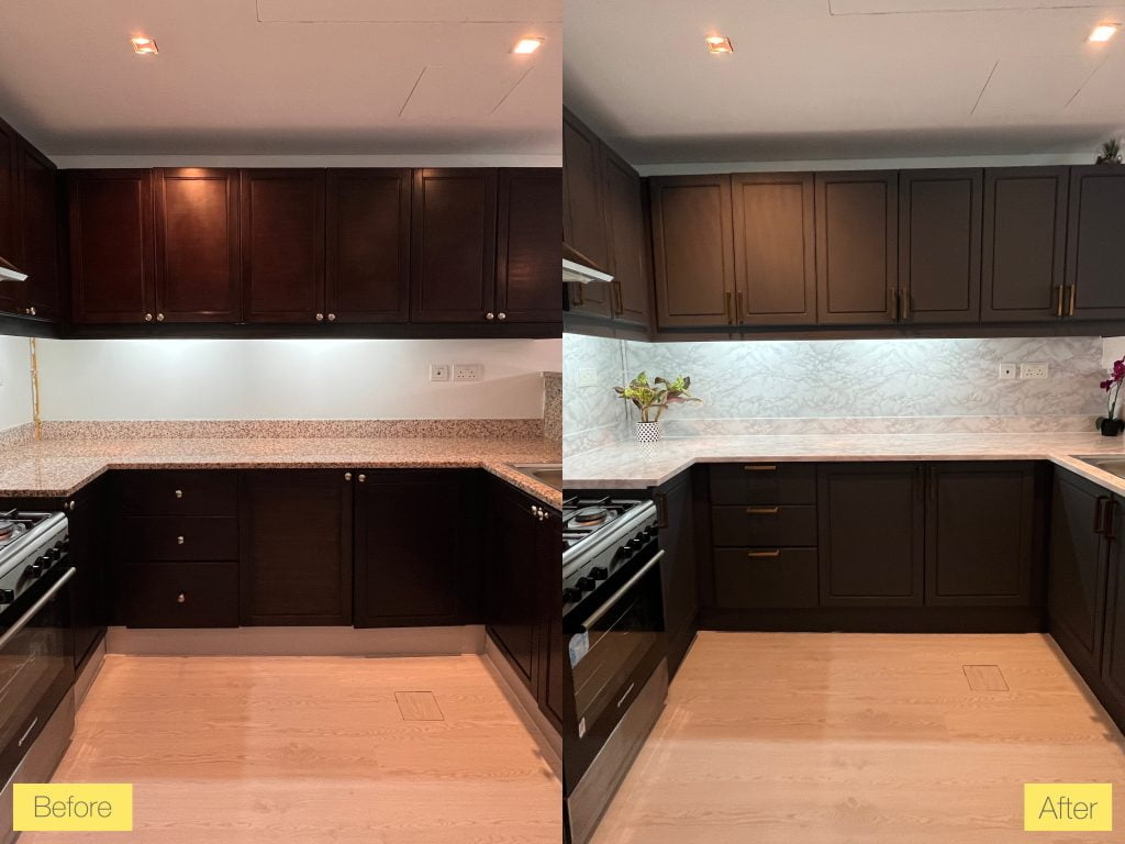 Kitchen Vinyl Wrapping Before and After - Centerstone Wrapping